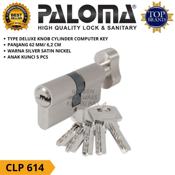 Jual PALOMA CLP 614 Kunci Pintu Rumah Cylinder Knob Komp Key 62MM ...