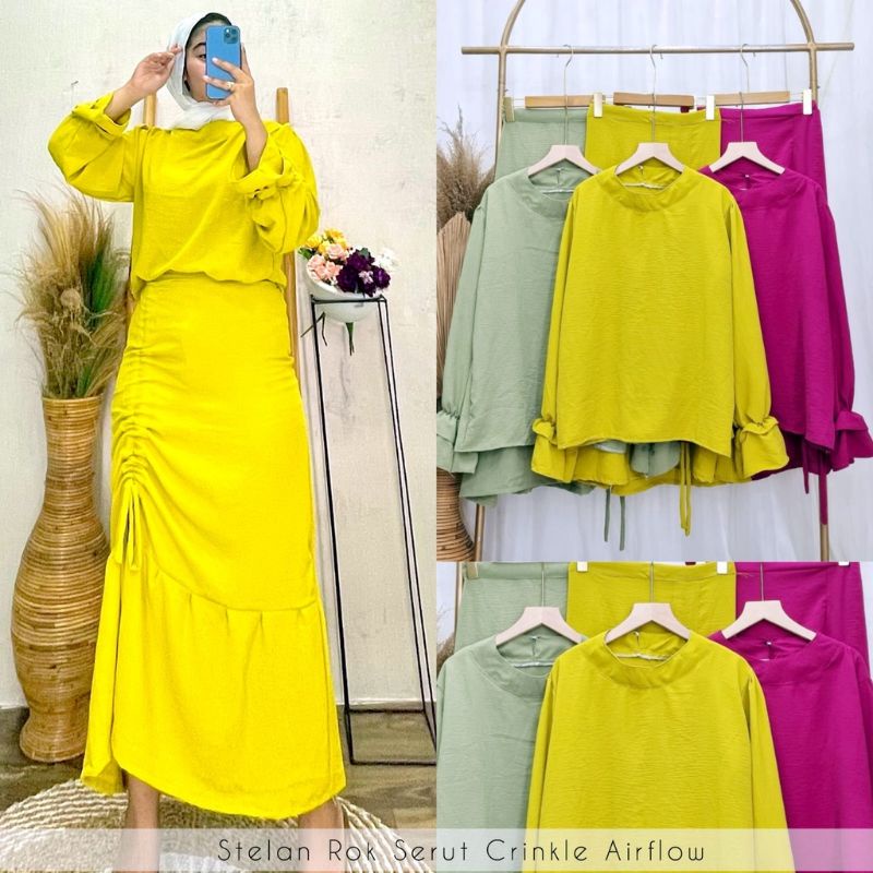 Jual AMANDA SET ROK SERUT CRINKLE PREMIUM LD 110 // AMANDA SET CRINKLE ...