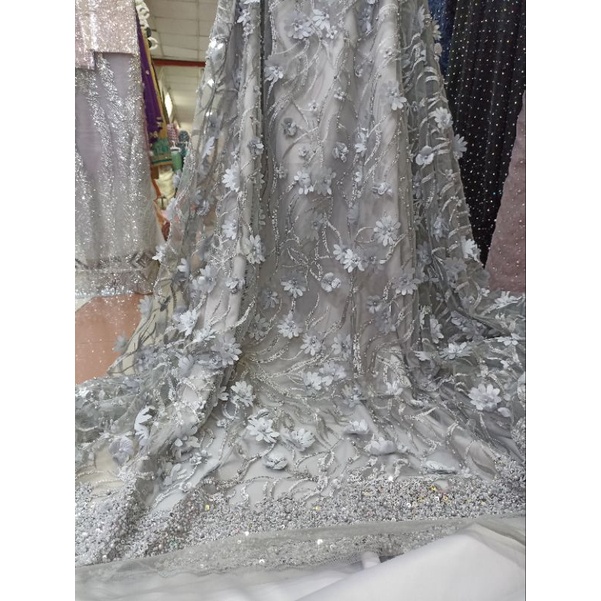 Jual KAIN/BAHAN TILLE FULL PAYET MIX BUNGA TIMBUL PITA | Shopee Indonesia