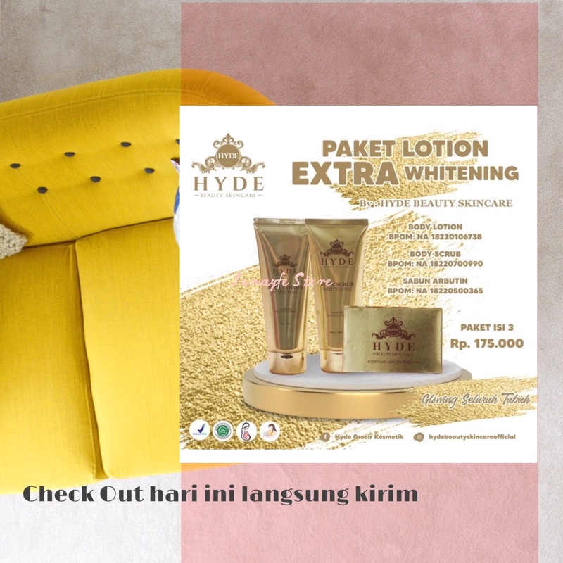Jual LOTION DAN SCRUBB HYDE EXTRA WHITENING | Shopee Indonesia