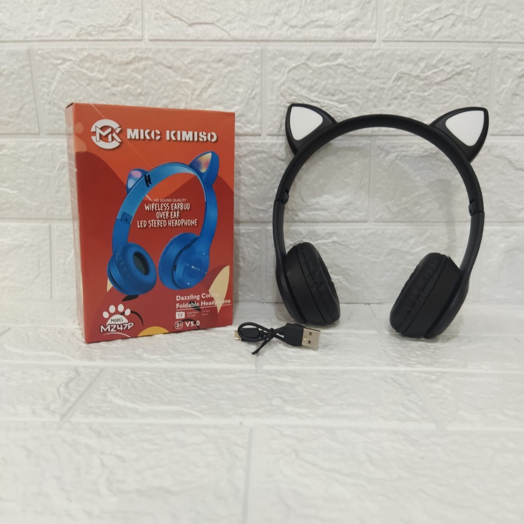 Jual AX CELL --- Headset Telinga Kucing P47m Headphone Bercahaya ...