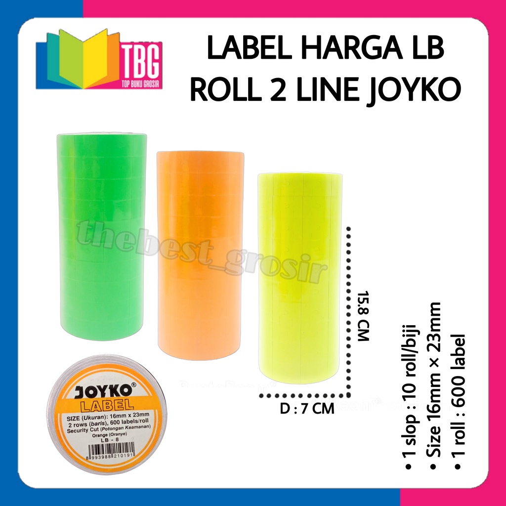Jual 1 SLOP (10 ROLL) LABEL HARGA ROLL 2 LINE WARNA JOYKO STICKER PRICE ...