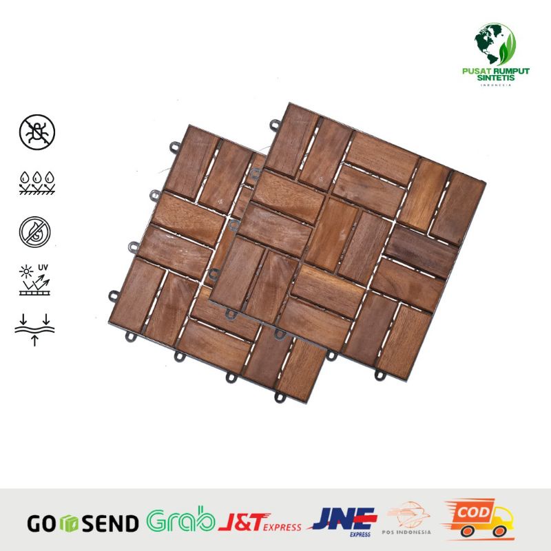 Jual Lantai kayu jati, bongkar pasang//decking tile kayu jati asli//30 ...