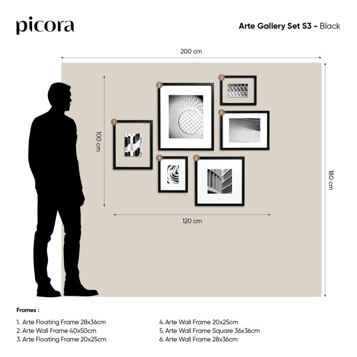 Jual PICORA ARTE Gallery Set S3-Frame Pigura Bingkai Foto Dinding-6pcs ...