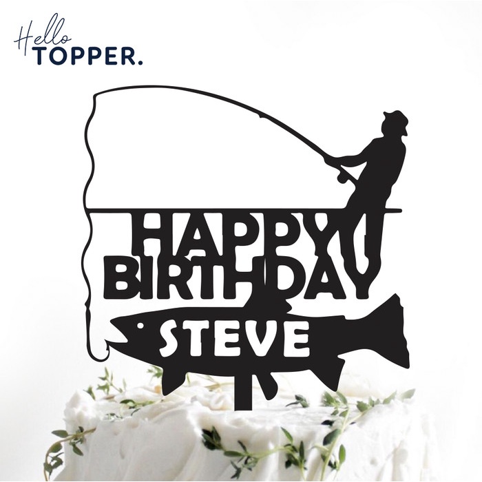Jual Topper Custom Cake Topper Mancing Hiasan Kue Akrilik Tulisan ...