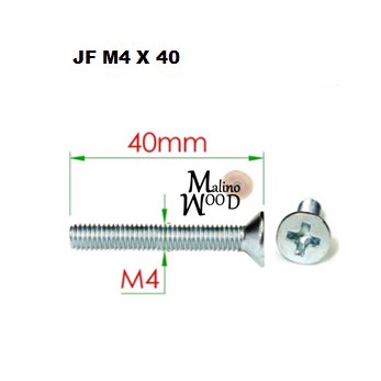 Jual Baut JF M4x40 sekrup mesin baut kepala rata | Shopee Indonesia