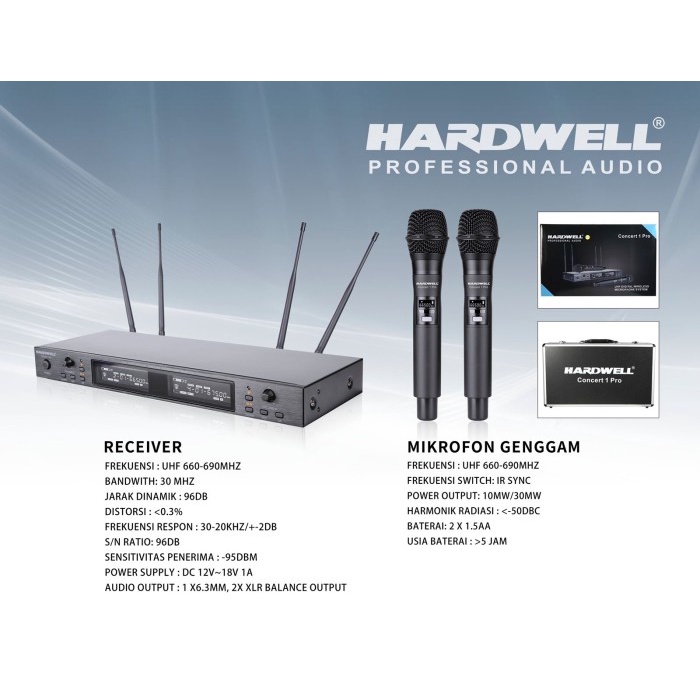 Jual Mic Wireless Hardwell Concert 1 Multi Channel Microphone | Shopee ...