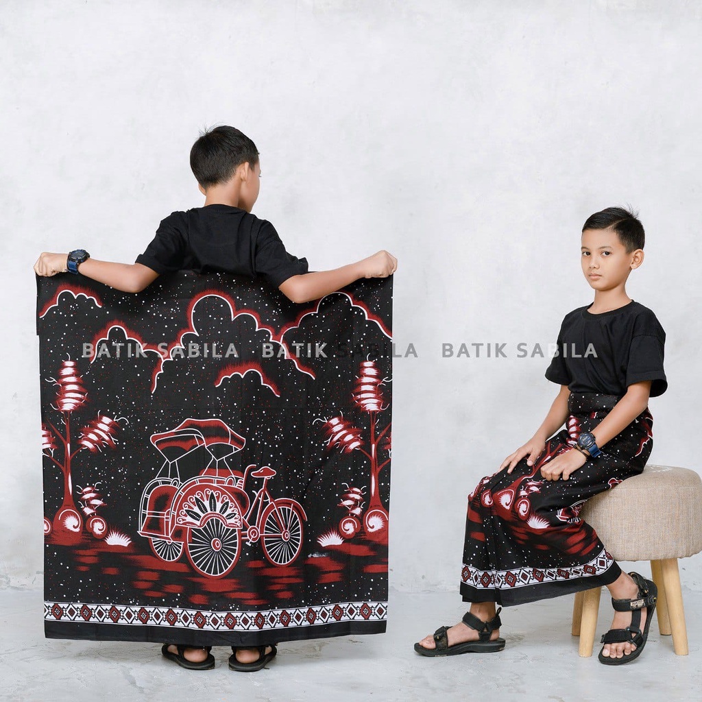 Jual SARUNG ANAK Motif Gunungan Gambar Becak dan Vespa Sarung Batik ...
