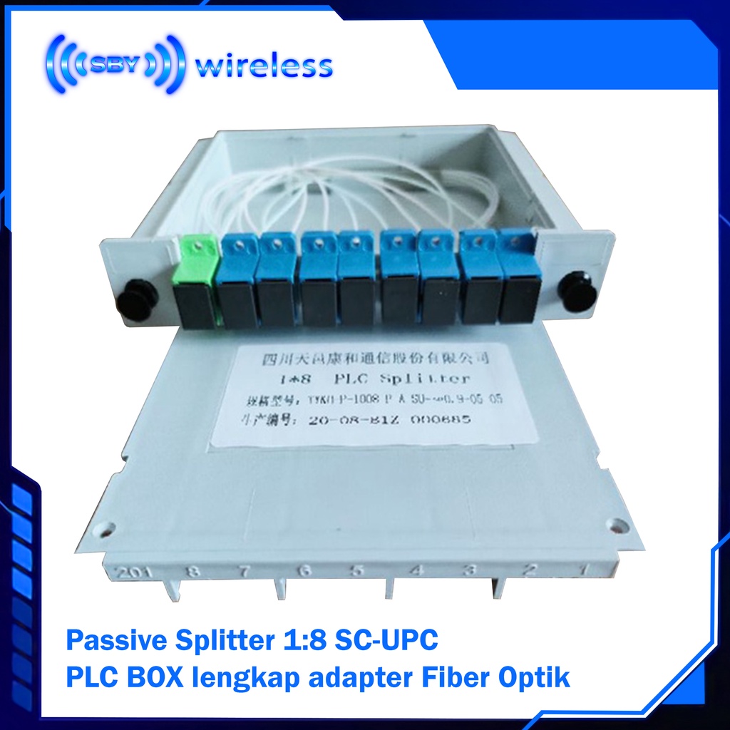 Jual Passive Splitter pasif PLC BOX kaset FO 1:8 SC UPC lengkap adapter ...