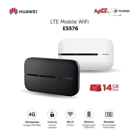 Jual Modem Mifi WiFi 4G LTE Unlock All GSM Huawei E5576 Free Kartu ...
