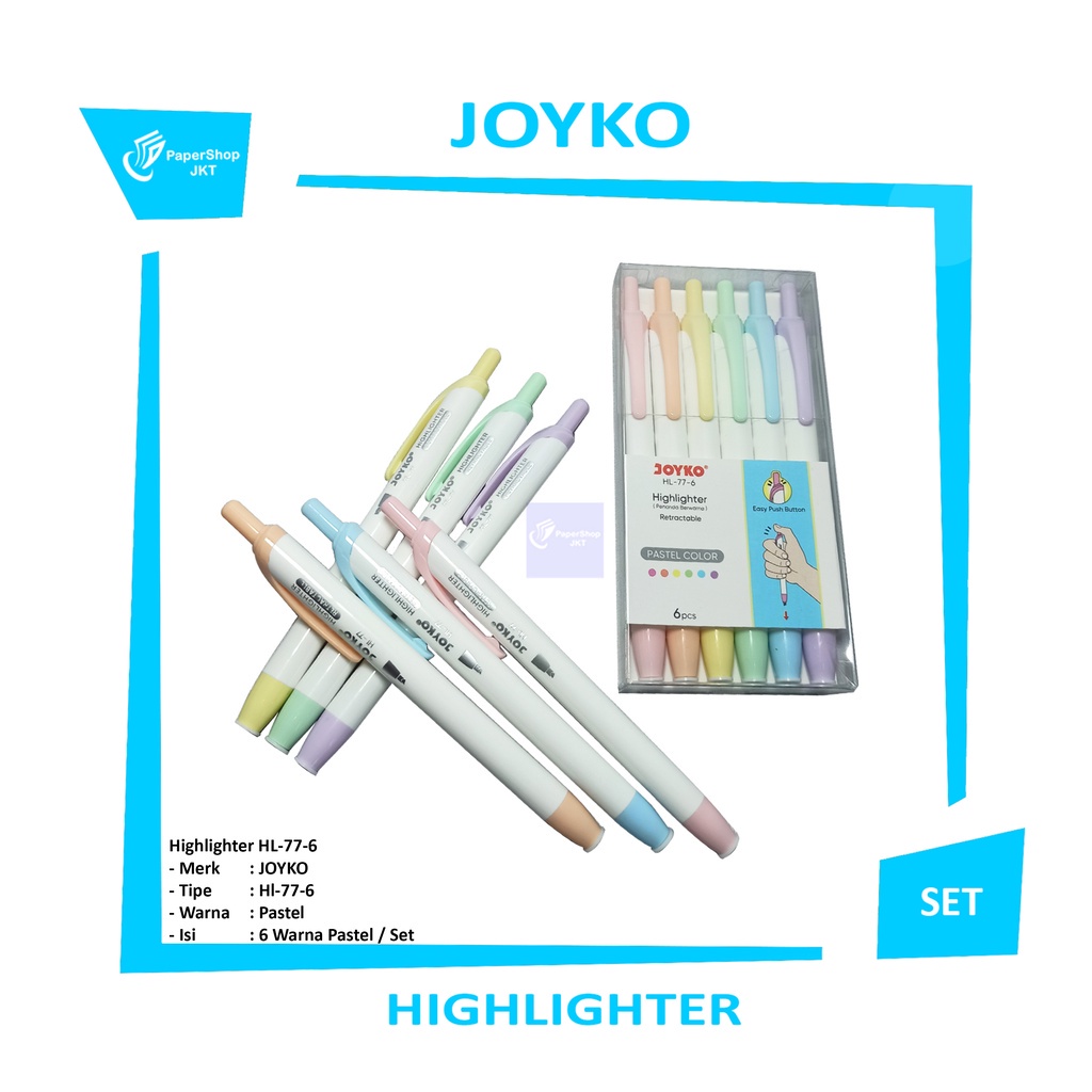 Jual JOYKO - Highlighter HL- 77- 6 - Set | Shopee Indonesia