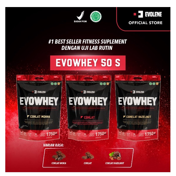 Jual EVOWHEY EVOLENE ISI 50 SACHET WHEY PROTEIN 50 SERVING 1,75 ...