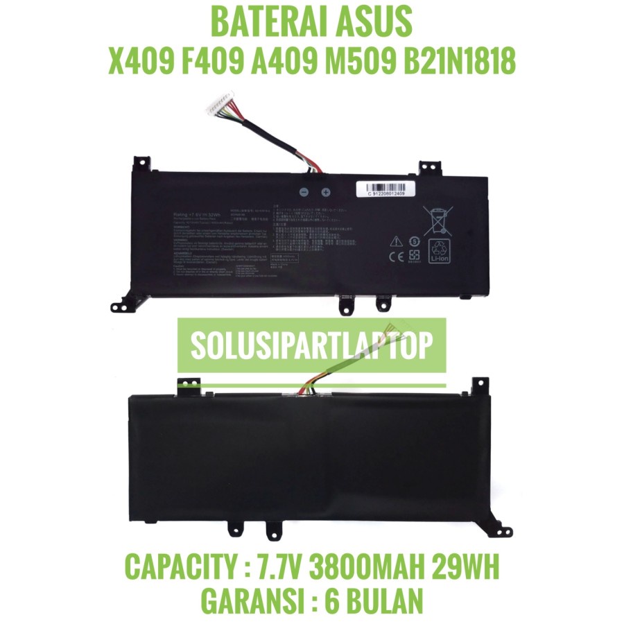 Jual Baterai Laptop Asus Vivobook A409-X409 Series ( B21N1818-2) | Shopee Indonesia
