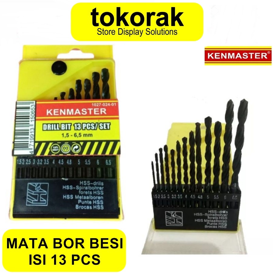 Jual MATA BOR BESI SET 13 PCS KENMASTER DRILL BIT SET BOR BESI 1,5 - 6 ...
