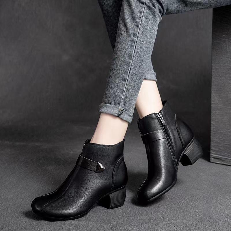 Jual Fashion Mewah Kerja Korea Cantik Kulit Asli Sepatu Martin Boots ...