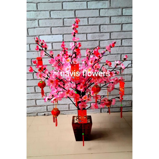 Jual bunga sakura imlek artificial +lampion tinggi 60cm | Shopee Indonesia