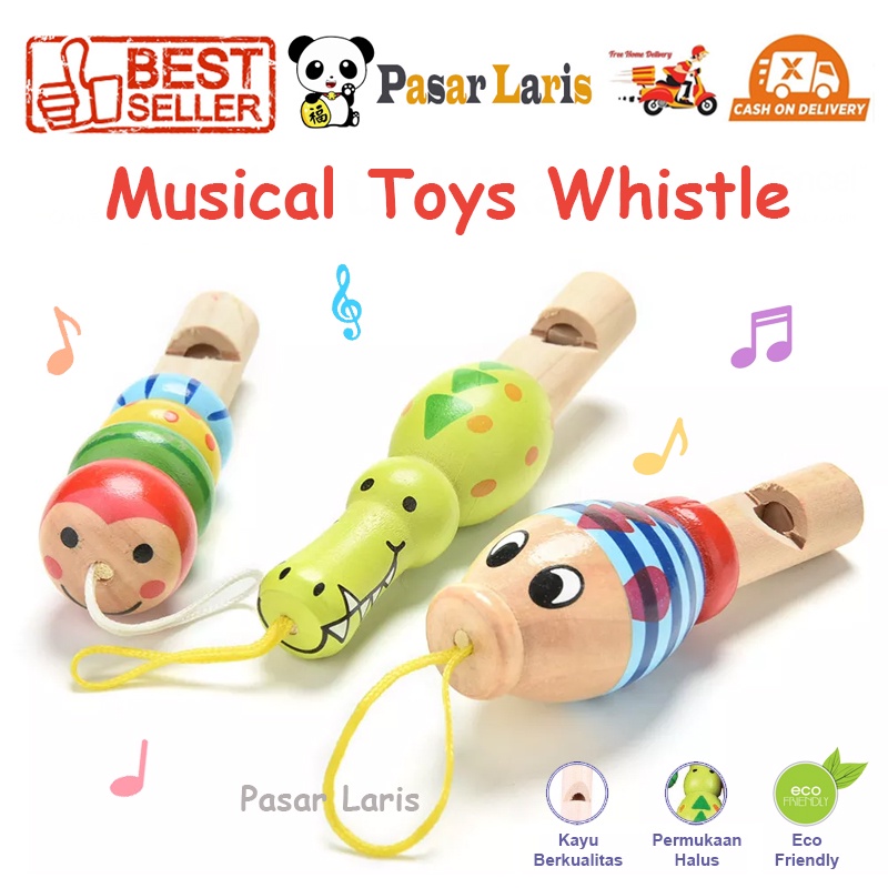 Jual MAINAN MUSIK BAYI PELUIT BABY WHISTLE ANIMAL KAYU WOODEN TOYS ...