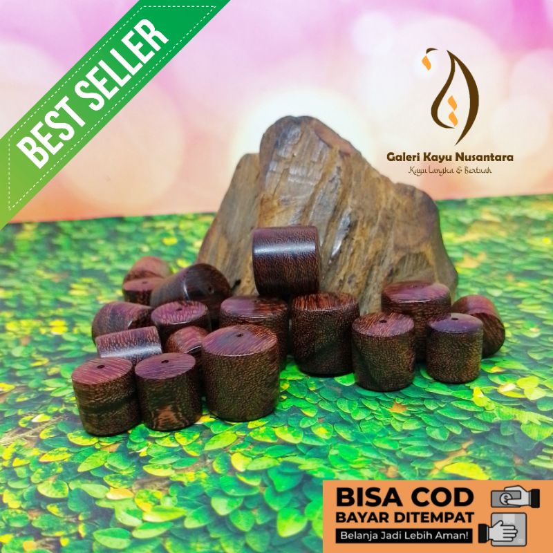 Jual Butiran Kayu Galih Asem Motif Tabung Jumbo size 12-16mm | Shopee ...