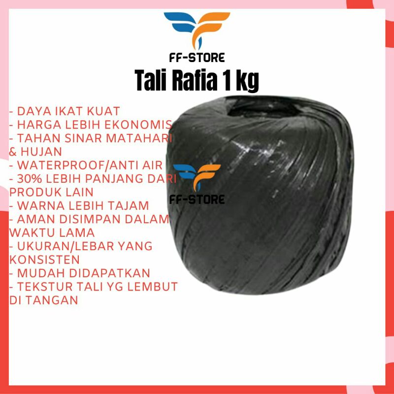Jual Tali Rafia Hitam Berat 1 kg Tali Plastik Tali Pengikat Serbaguna ...