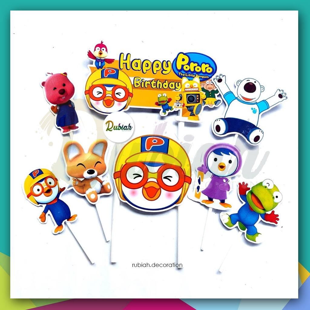 Jual Topper Cake Pororo 1 set / Hiasan kue ulang tahun Happy Birthday ...