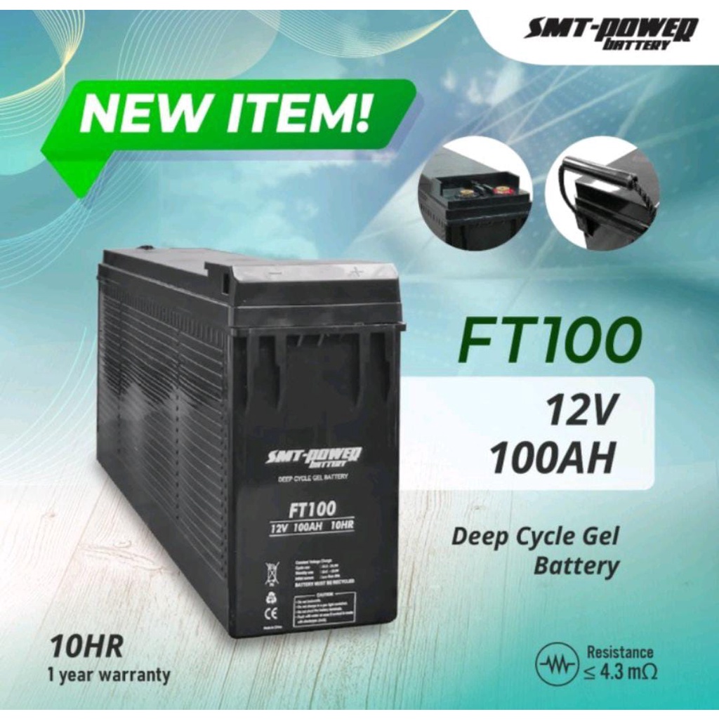 Jual Baterai Solar Panel FRONT TERMINAL SMT-Power 12V 100AH 10HR ...