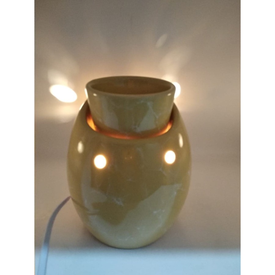 Jual Tungku Keramik Mengkilat Kuning Dengan Pemanas Lampu Aromaterapi ...