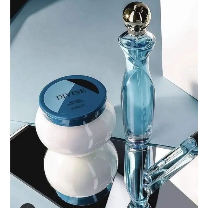 Jual set parfum divine Eau De parfum biru + body Cream divine ( baru ...