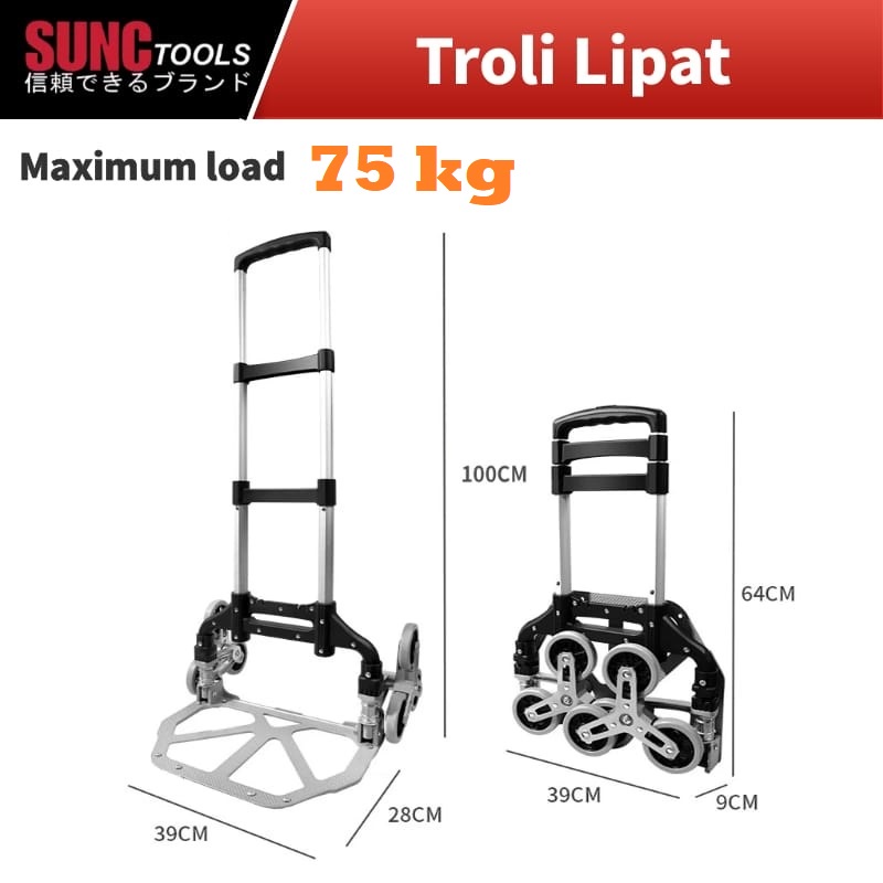 Jual MULTIFUNCTION FOLDED TROLLEY / TROLI LIPAT 6 RODA TROLY ALUMINIUM ...