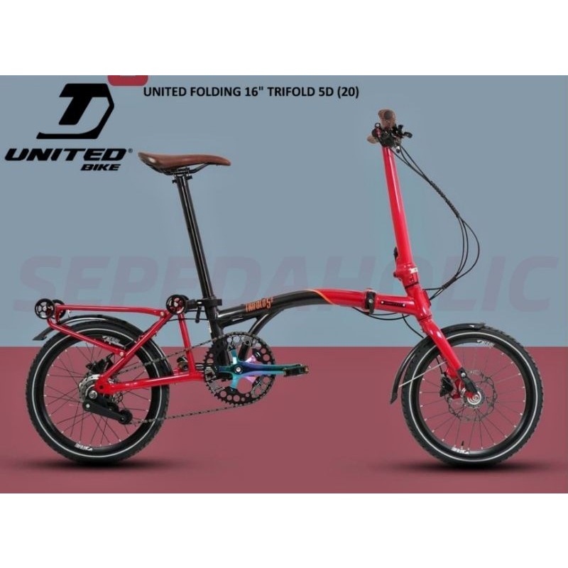 Jual Sepeda Lipat United Trifold 5D Ukuran 16 Inch Alloy 5Sturmey Rem ...