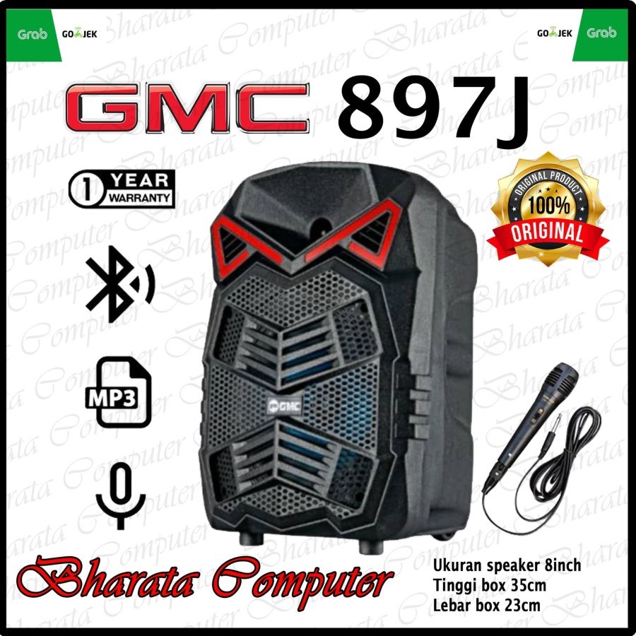 Jual Speaker GMC 897J 8Inc Subwoofer Bluetooth Portable Free Mic ...