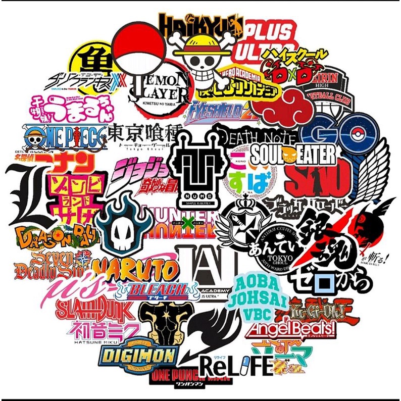Jual Stiker Sticker Logo Anime Manga Sudah Cutting & Laminasi - 50pcs ...