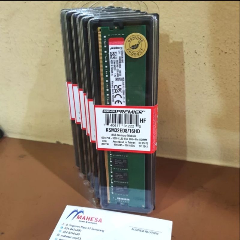 Jual Kingston ECC 16GB DDR4 3200Mhz Udimm Non REG MEMORY RAM SERVER COMPATIBLE HP DELL IBM ...