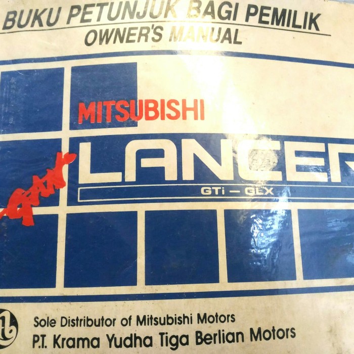 Jual Buku Pedoman Manual Mitsubishi Lancer Dangan Sohc & Dohc Gti 1990 ...