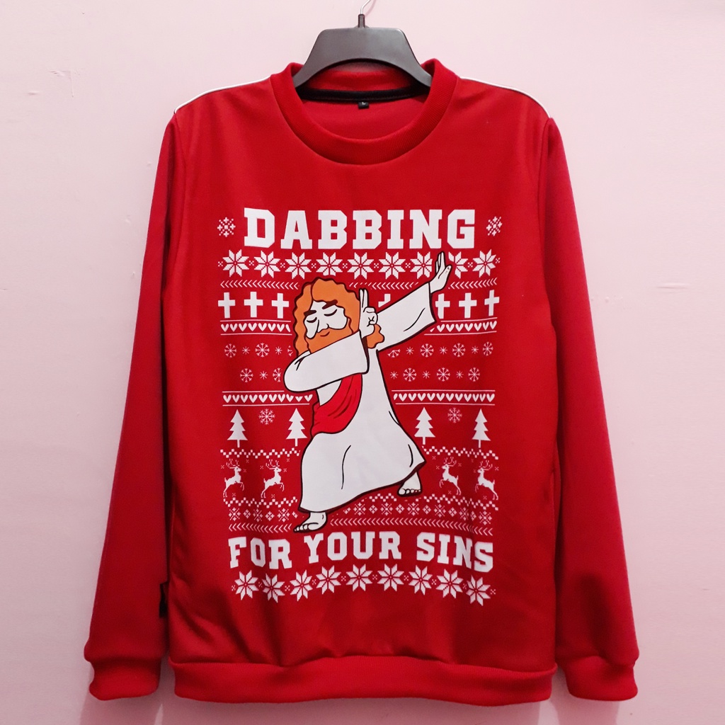 Jual Sweater Natal Christmas Dabbing Sins Reds Bahan Halus Lembut Tebal ...