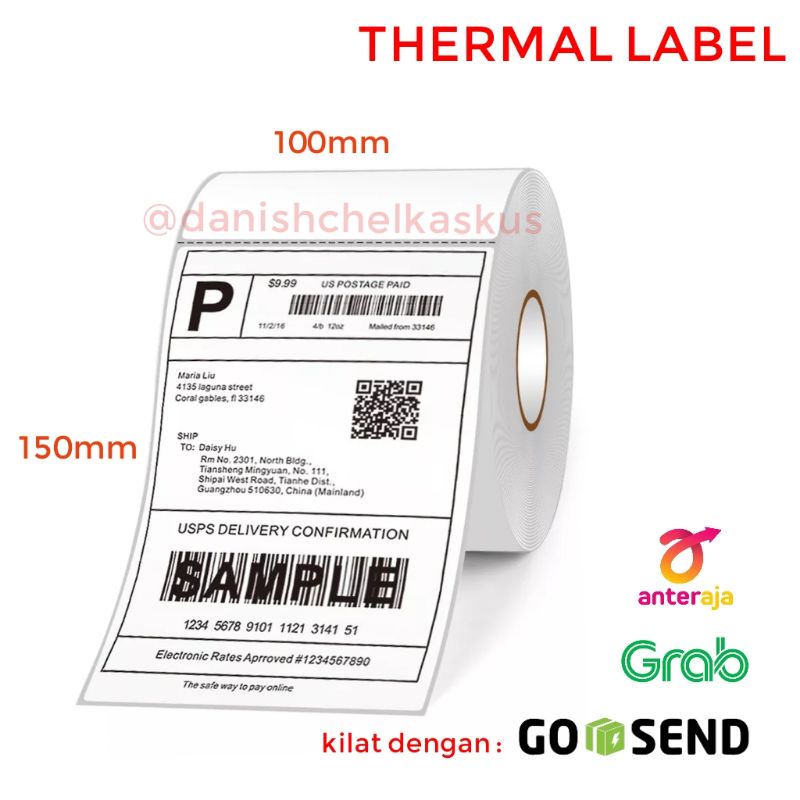 Jual KERTAS LABEL PRINT RESI PENGIRIMAN ADHESIVE STICKER 100X150 ...