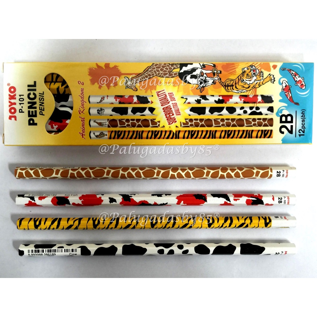Jual (1 Pak Isi 12 Pcs) Pensil JOYKO 2B P-101 Animal Kingdom 2 / Pensil Joyko P-101 / Pensil ...