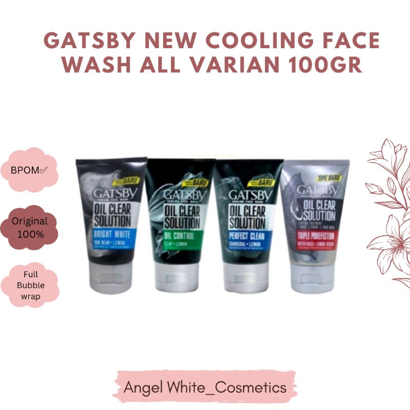 Jual ORIGINAL 100% GATSBY NEW COOLING FACE WASH ALL VARIAN 100GR ...