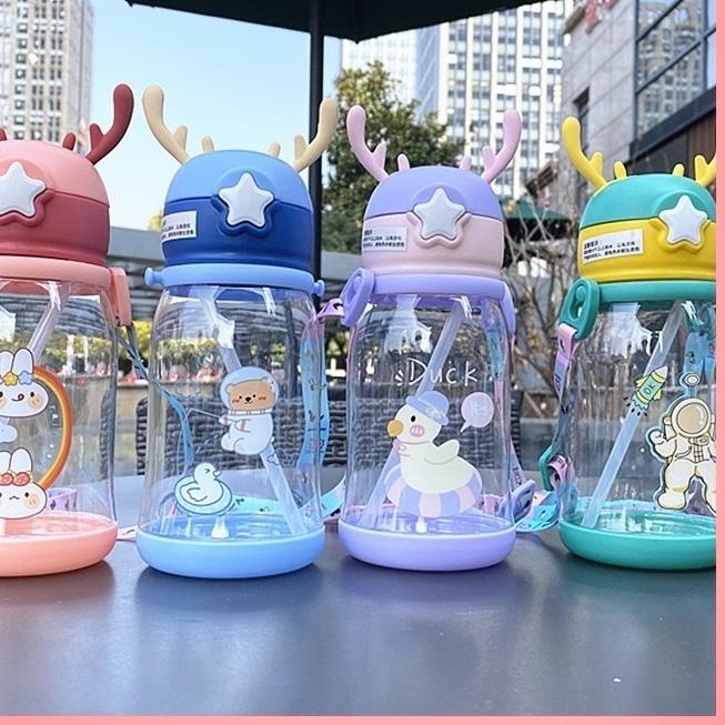 Jual LIZ202 Botol Minum Tanduk Rusa Tali Sedotan/ Botol Minum Anak Lucu 600 ML Anti Tumpah Anti ...
