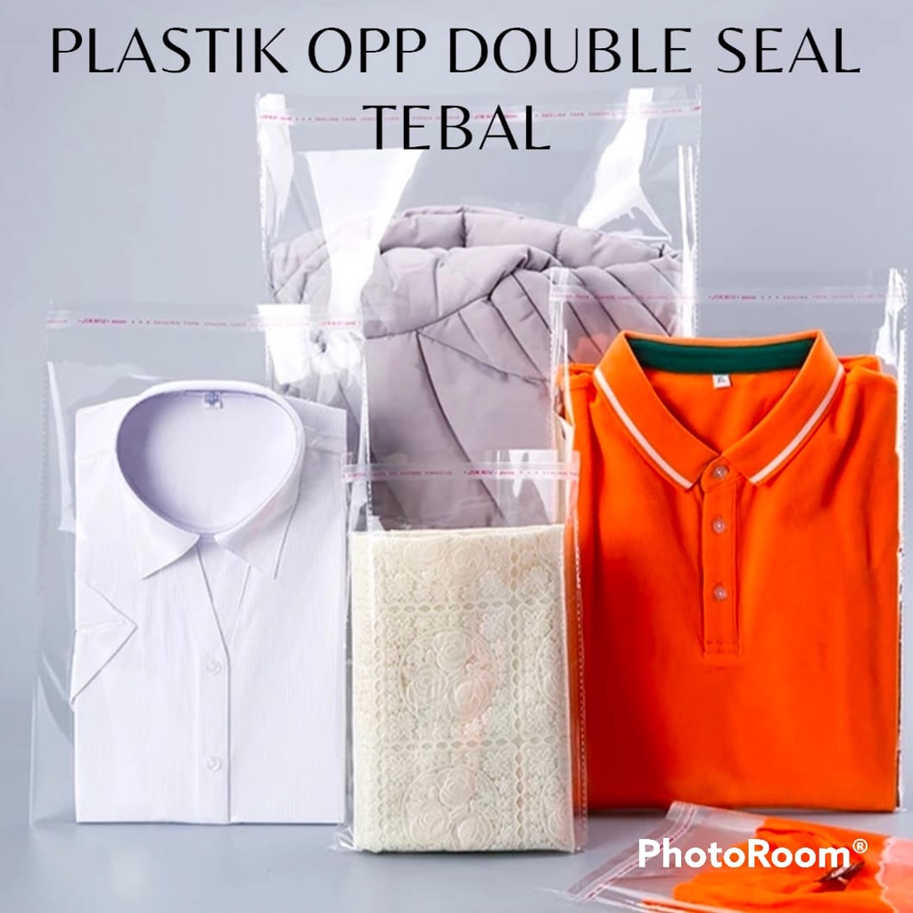 Jual Plastik OPP Baju Double Seal 13x30 cm Premium 40 Micron / Plastik OPP Lem Seal isi 50 ...