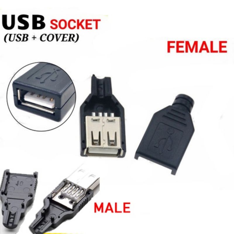 Jual COVER USB 4 Pin Plug Socket ConnectorKosong Jantan Male Betina ...