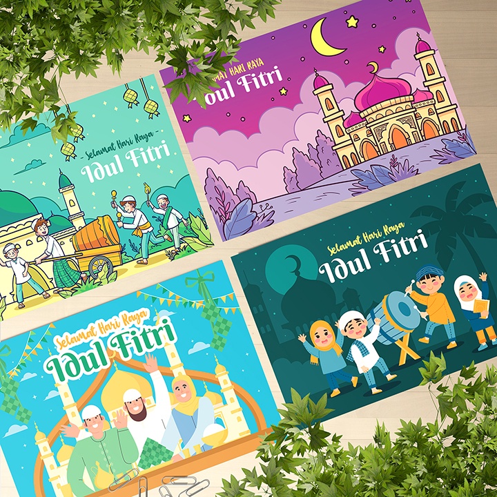 Jual Postcard/ Kartu Pos Hari Raya Idul Fitri/ Lebaran ( 1 Set 4 ...