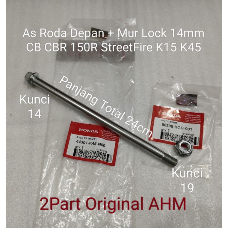 Jual As Roda Depan + Mur Lock 12mm CB CBR StreetFire K15 K45 Ori AHM ...