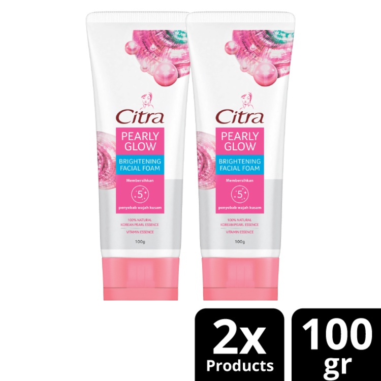 Jual Citra Pearly Glow Facial Foam 100gr Twin Pack | Shopee Indonesia
