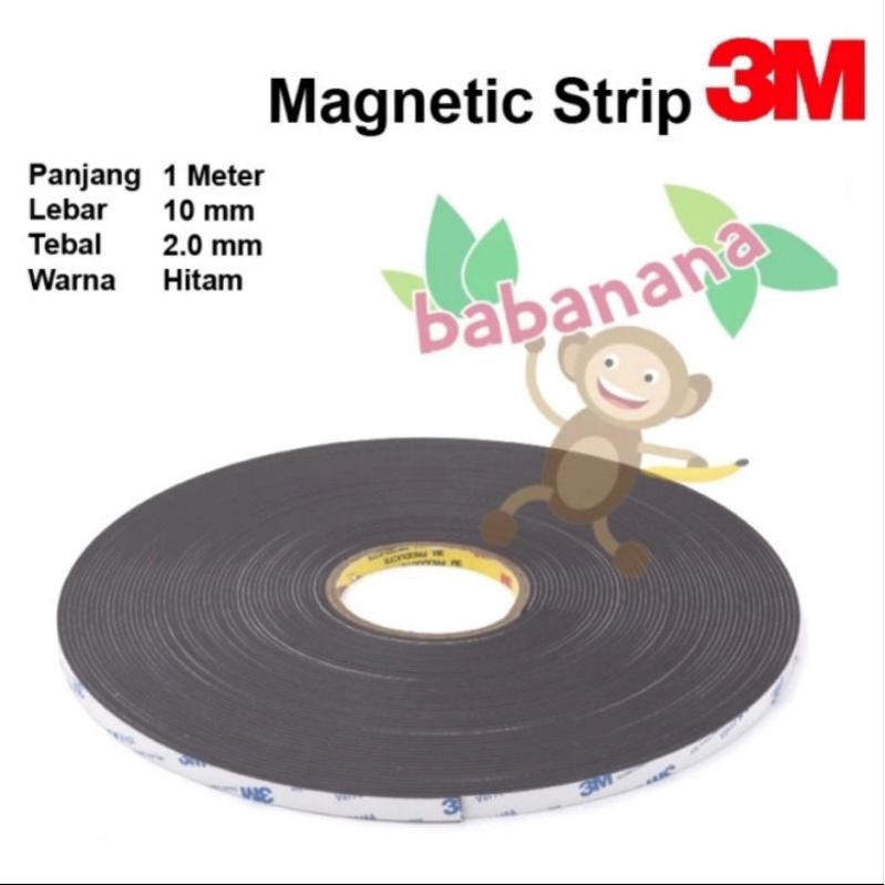 Jual Magnet strip 3M Original 1 meter x 10mm x 2mm magnetic lembaran ...