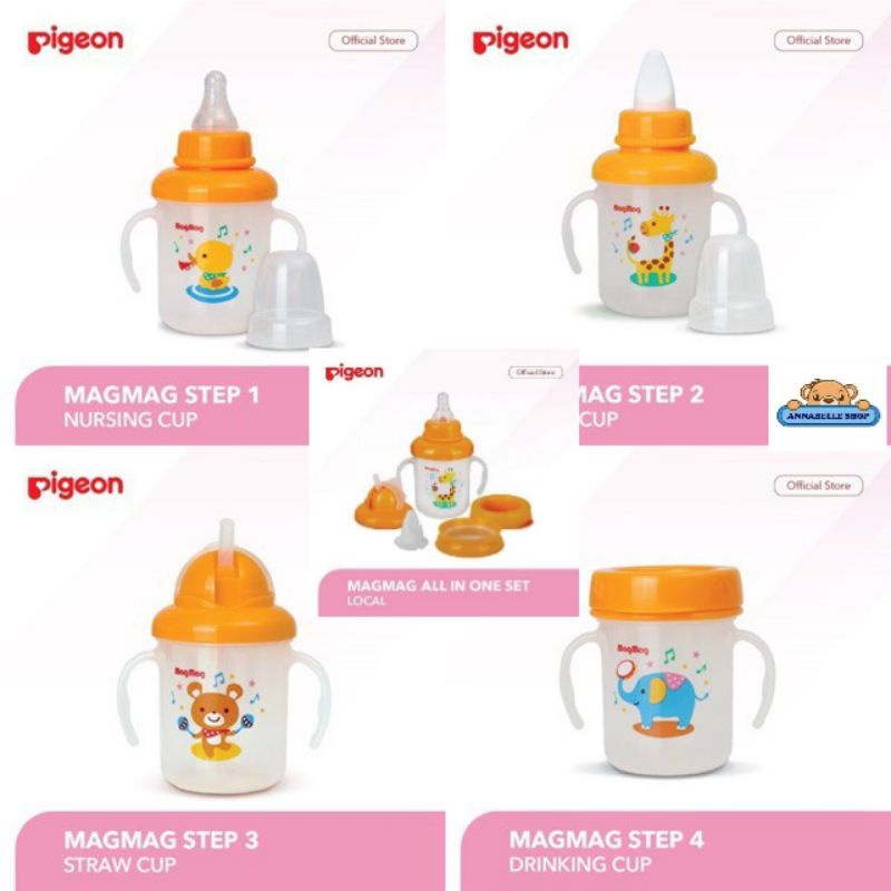Jual MagMag Pigeon Training Cup step 1 2 3 all in one set gelas minum ...