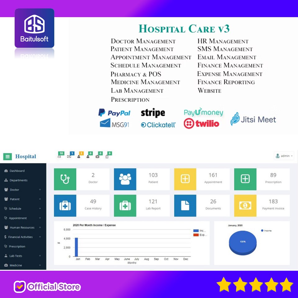 Jual SOURCE CODE APLIKASI HOSPITAL CARE : HOSPITAL MANAGEMENT SYSTEM ...