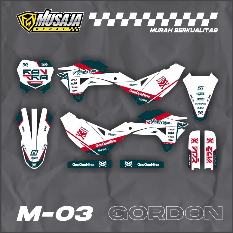 Jual Decal gordon klx full body putih hijau merah oneonenine ...