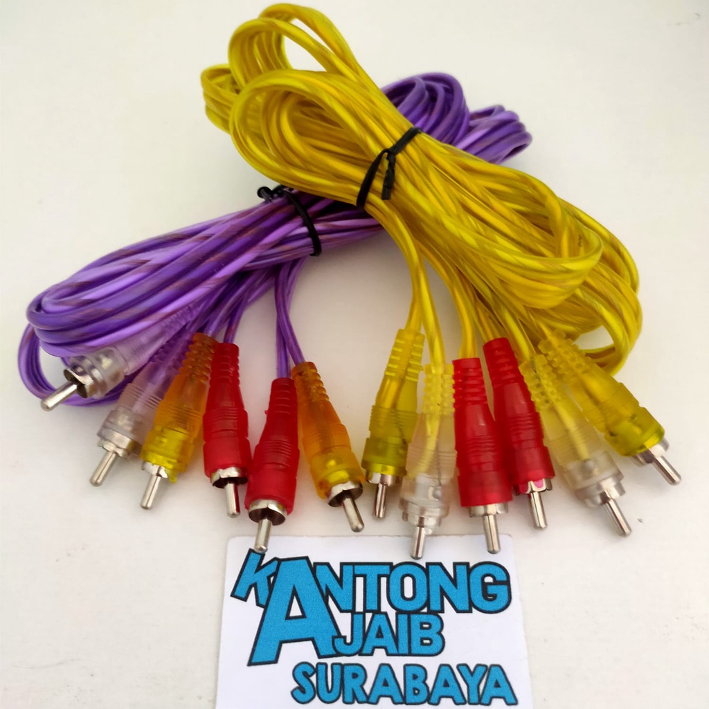 Jual Kabel 3 RCA to 3 RCA Transparan 1.5mtr Kabel AV Video Transparan Kabel DVD ke TV Kabel ...