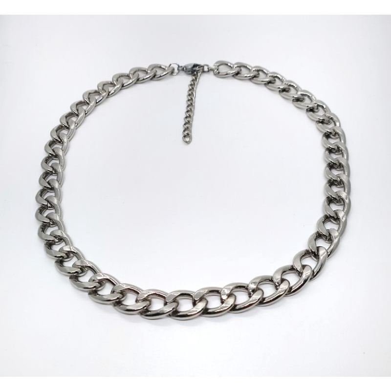 Jual Choker Kalung Rantai Silver Stainless Steel Model Cuban Pria ...