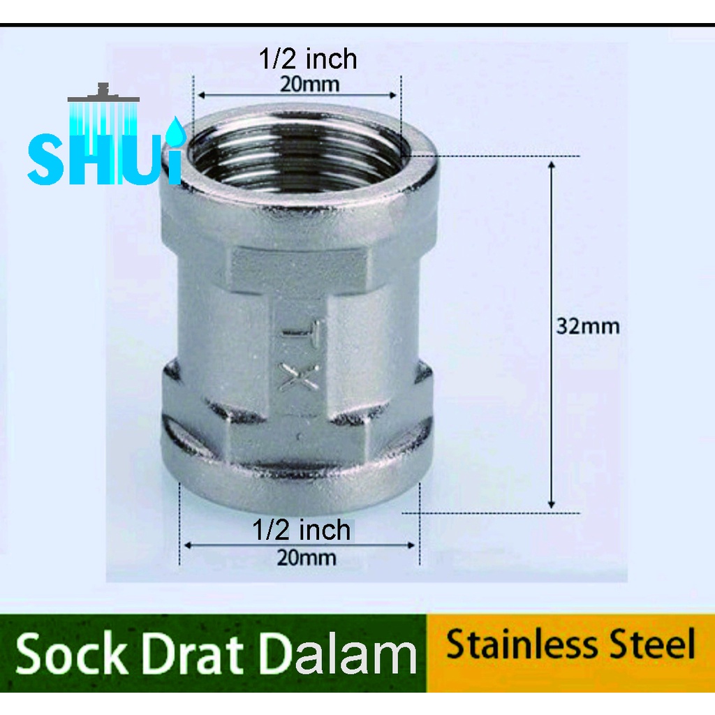Jual Sok drat dalam stainless 1/2x1/2 inch High Quality Premium ...